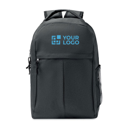 Black RPET heathered polyester backpack | From £7.44