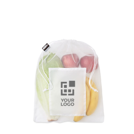 Recycled plastic mesh fruit bag with pocket | From £1.03