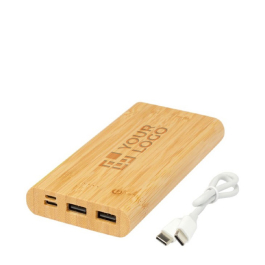 Bamboo power bank with LED, 10,000 mAh | From £21.75